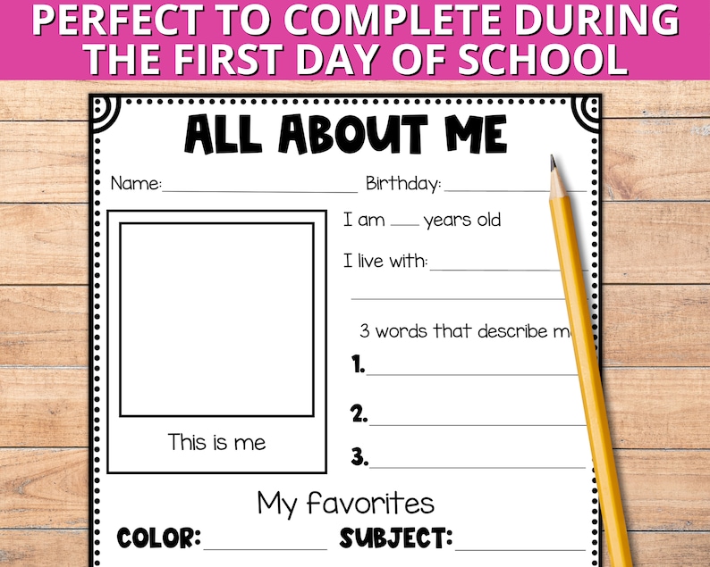 Student All About Me Questionnaire, Printable Back to School Activity ...