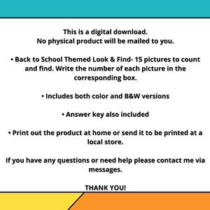 Back to School I Spy Activity for Kids, Back to School Printable, Back ...