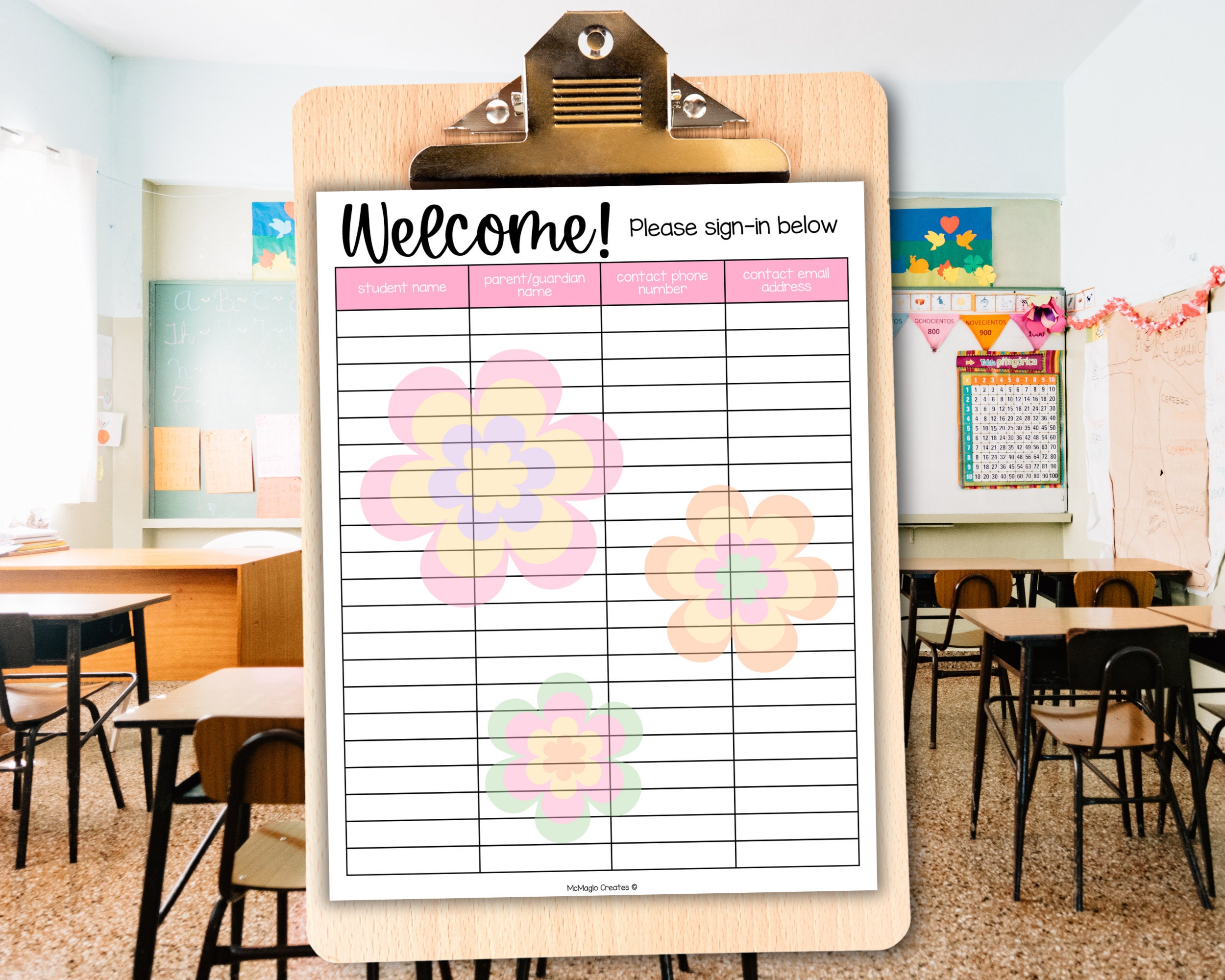 Pastel Rainbow Back to School Open House Sign in Sheet, Meet the ...