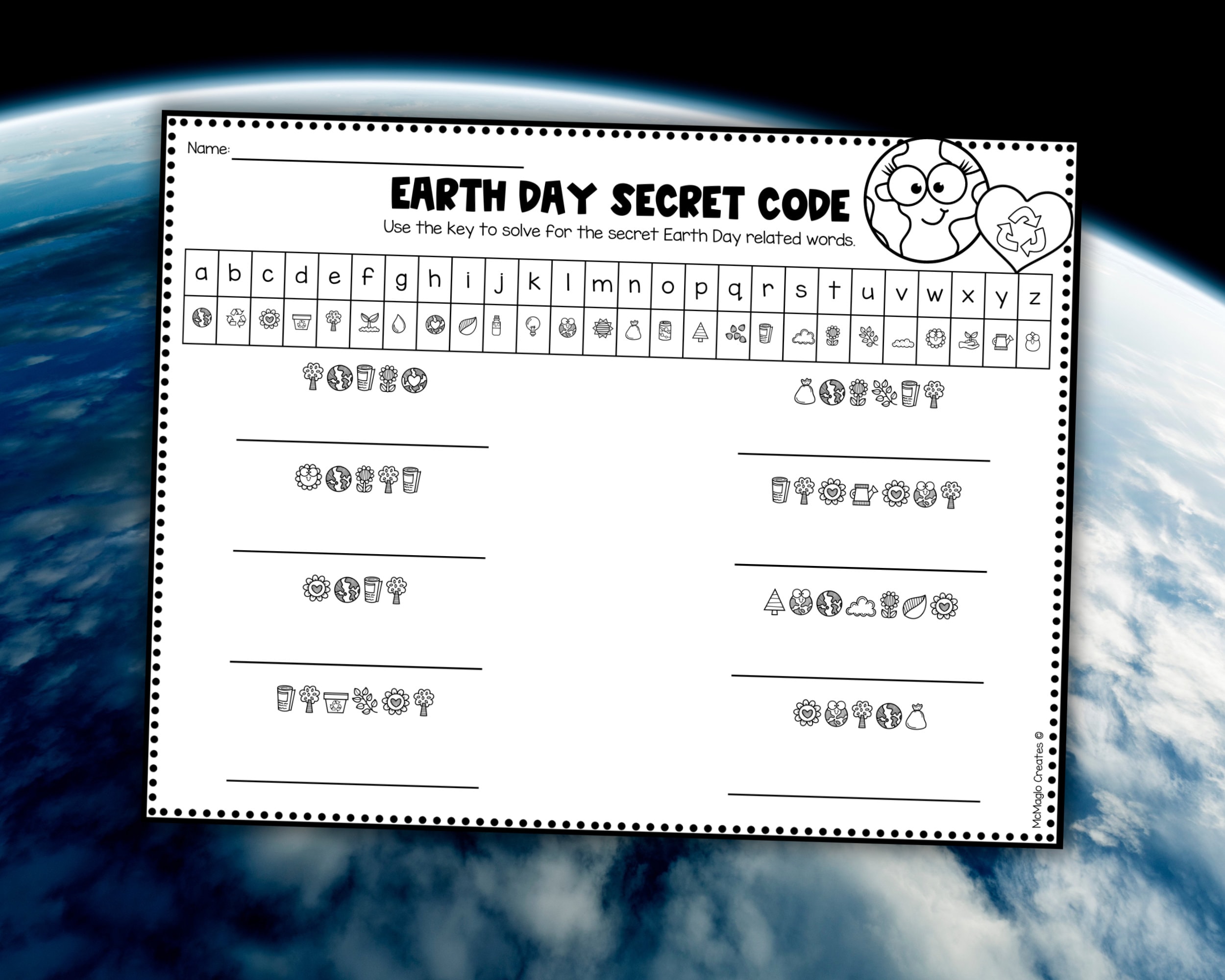 Earth Day Activity, Earth Day Secret Code, Earth Day Worksheet - Etsy