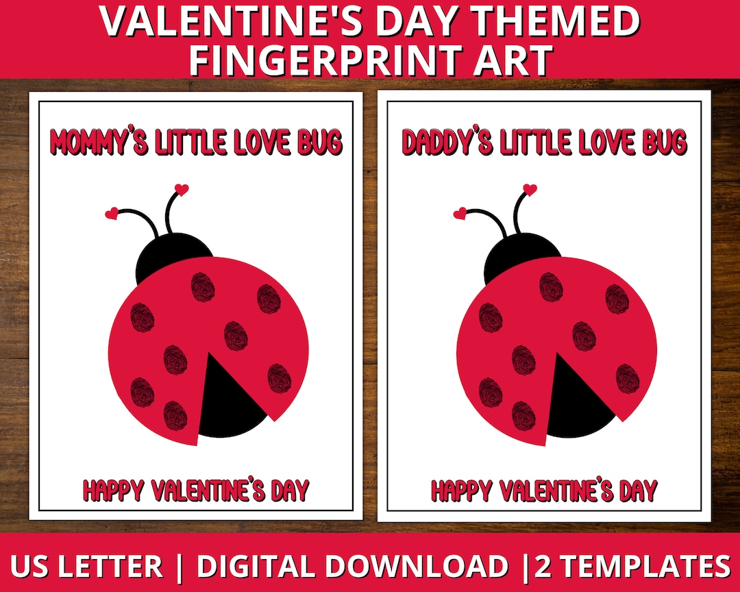 Valentine's Day Fingerprint Art, Love Bug Valentine's Day Fingerprint ...