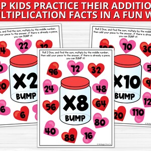 Valentine's Day Multiplication Bump Game, Valentine Classroom Activity ...