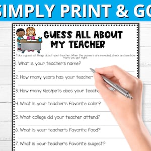 Guess All About My Teacher Game, Printable Back to School Icebreaker ...