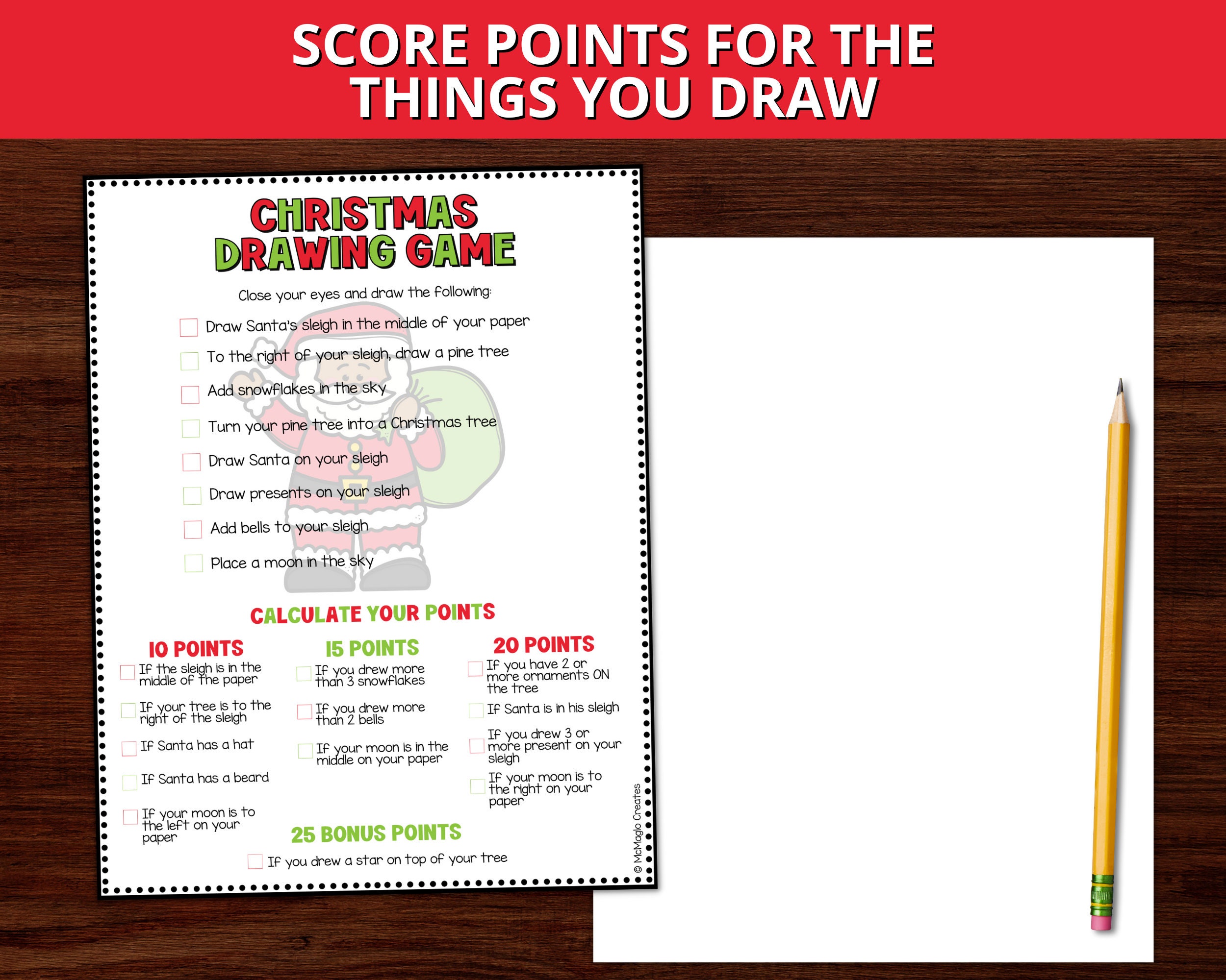 Christmas Drawing Game, Office Holiday Party Game, Christmas Family ...