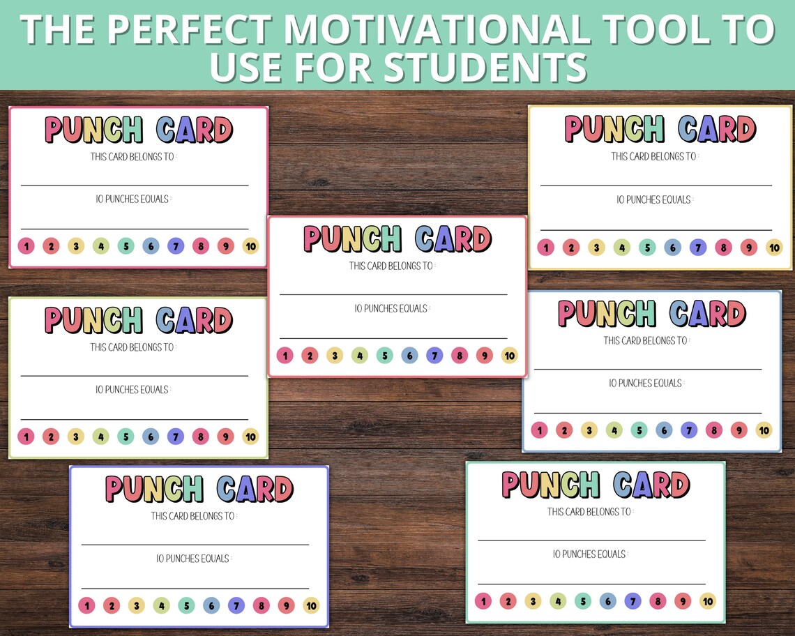 Classroom Reward Punch Cards Student Punch Cards Classroom - Etsy
