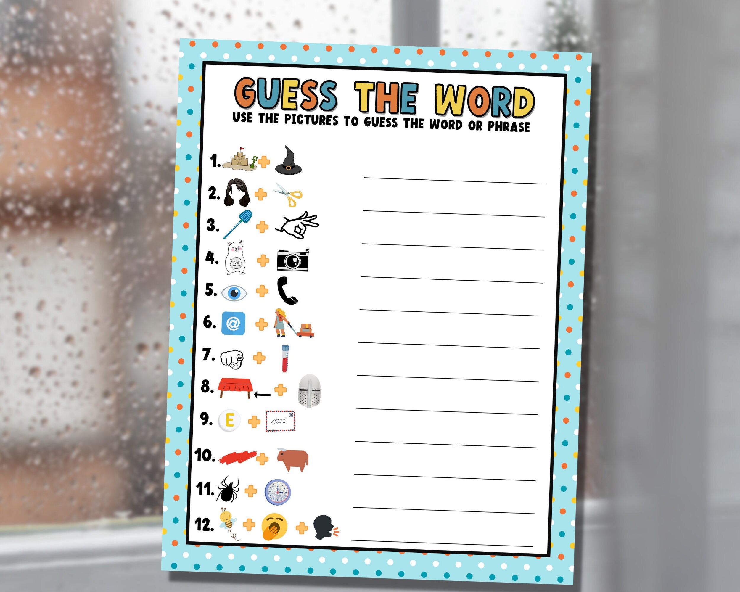 Guess the Word Game Rebus Puzzles and Brain Teasers Rainy - Etsy Canada