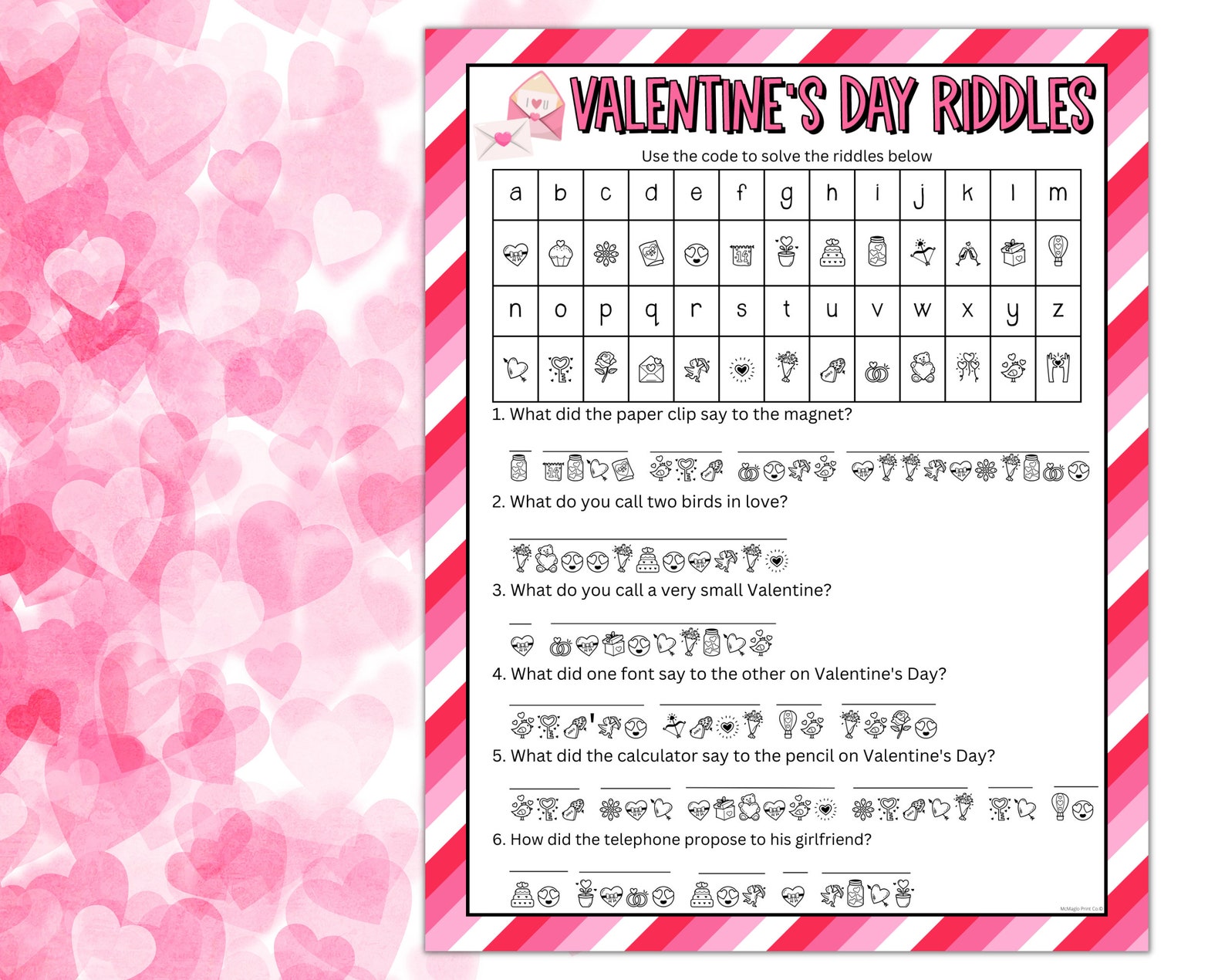 Valentine's Day Riddles Activity for Kids, Printable Valentine Party ...