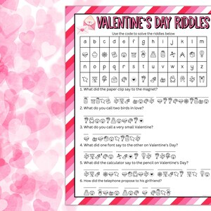 Valentine's Day Riddles Activity for Kids, Printable Valentine Party ...