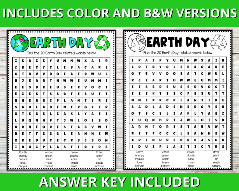Earth Day Word Search Earth Day Printable - Etsy
