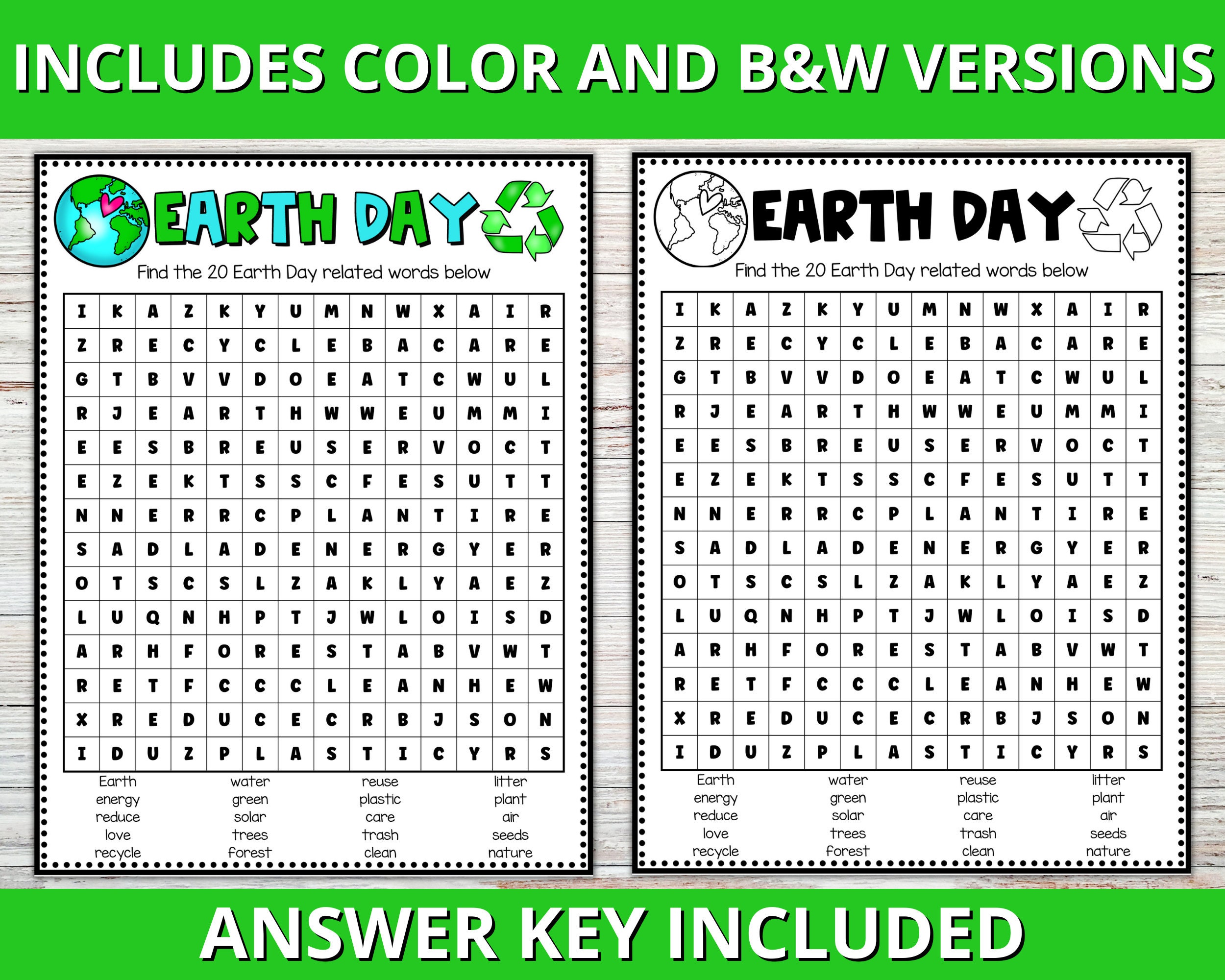 Earth Day Word Search Earth Day Printable - Etsy