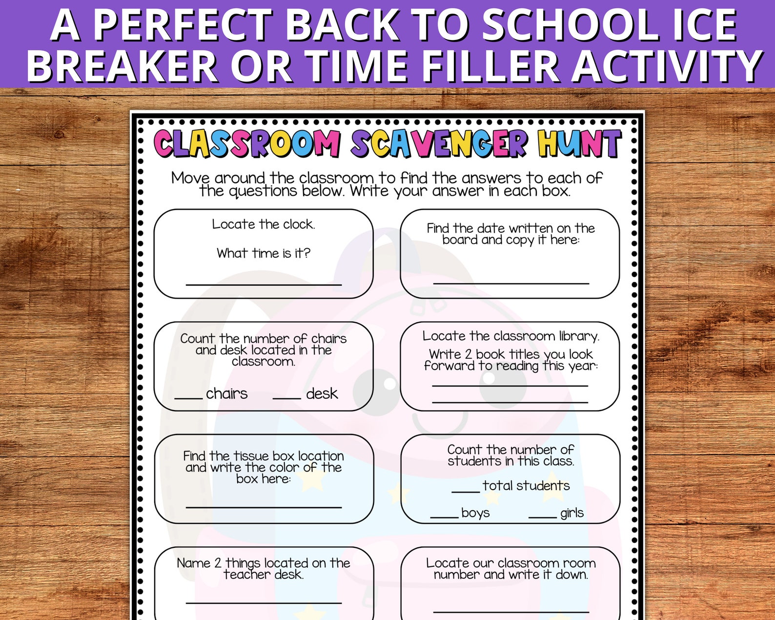 Classroom Scavenger Hunt, Back to School Scavenger Hunt Printable ...