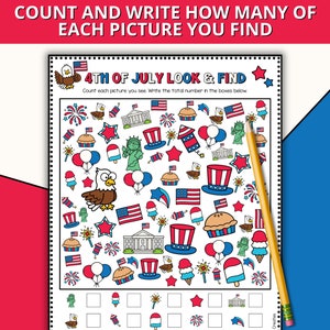 4th of July I Spy Activity, 4th of July Printable Activity for Kids ...