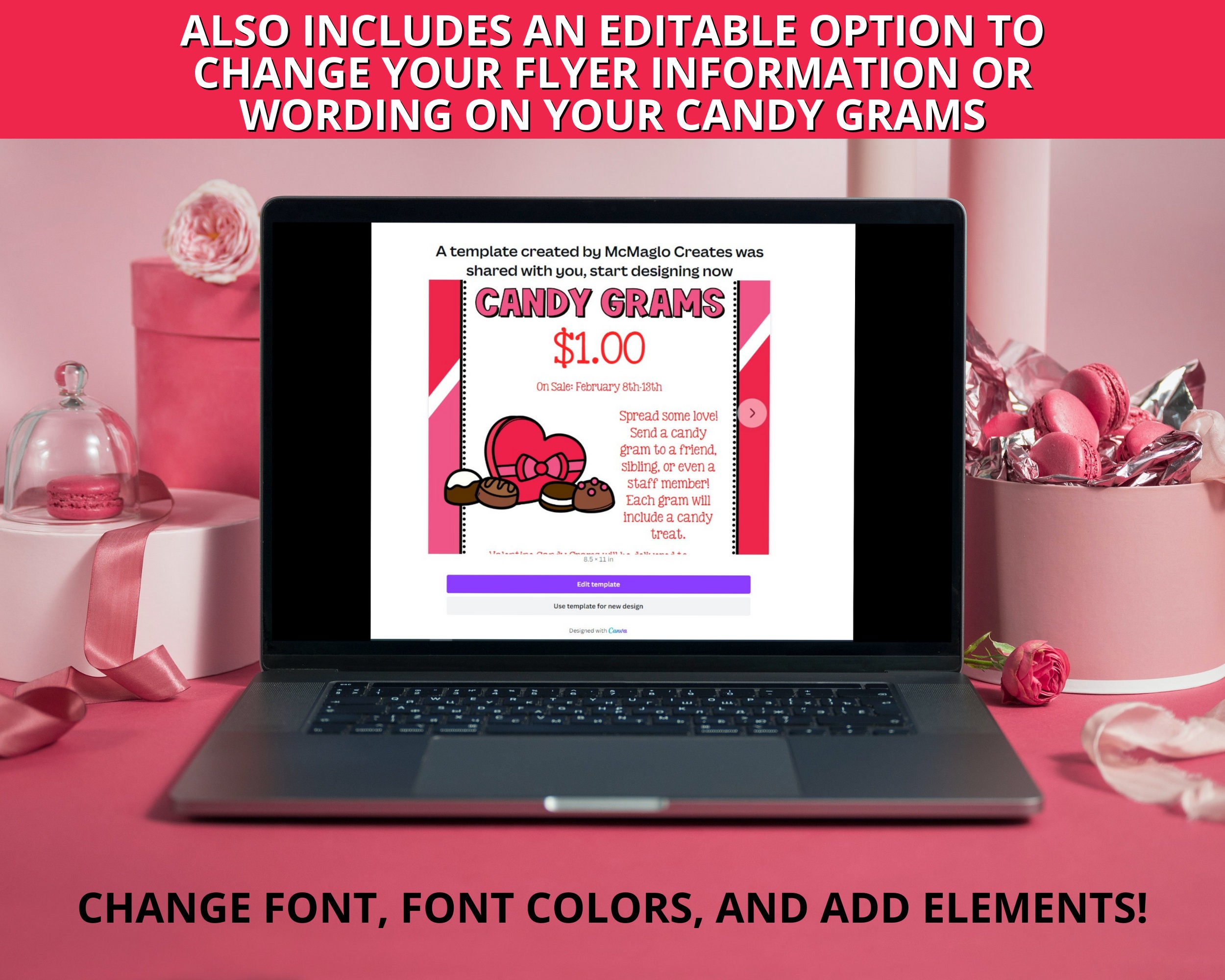 Valentines Day Candy Gram Fundraiser, Candy Gram Template, Candy Gram ...
