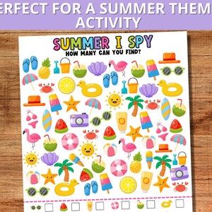Summer I Spy Activity for Kids, Kids Summer Printable, Summer Themed ...