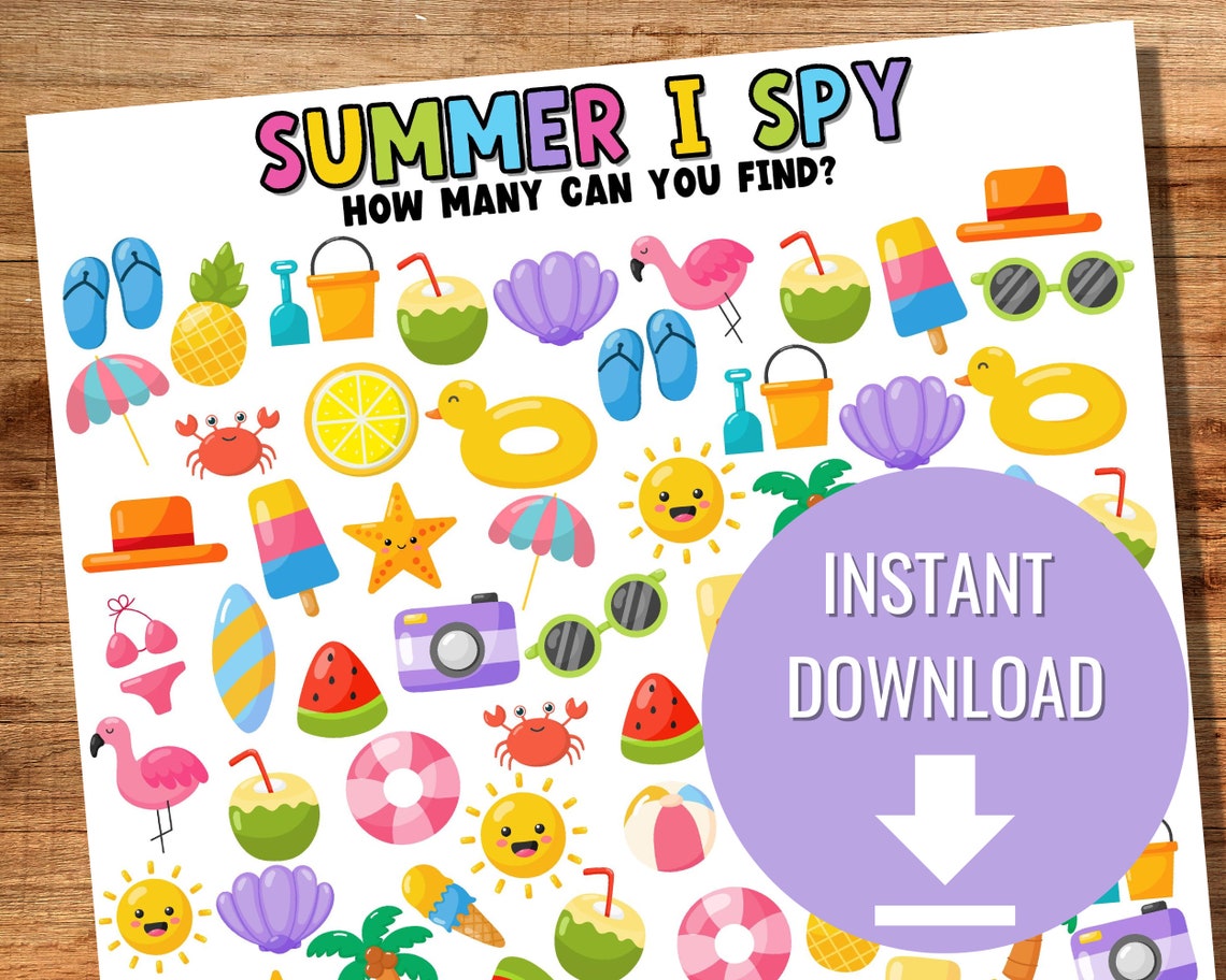 Summer I Spy Activity for Kids Kids Summer Printable Summer - Etsy