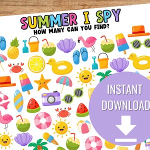 Summer I Spy Activity for Kids, Kids Summer Printable, Summer Themed ...