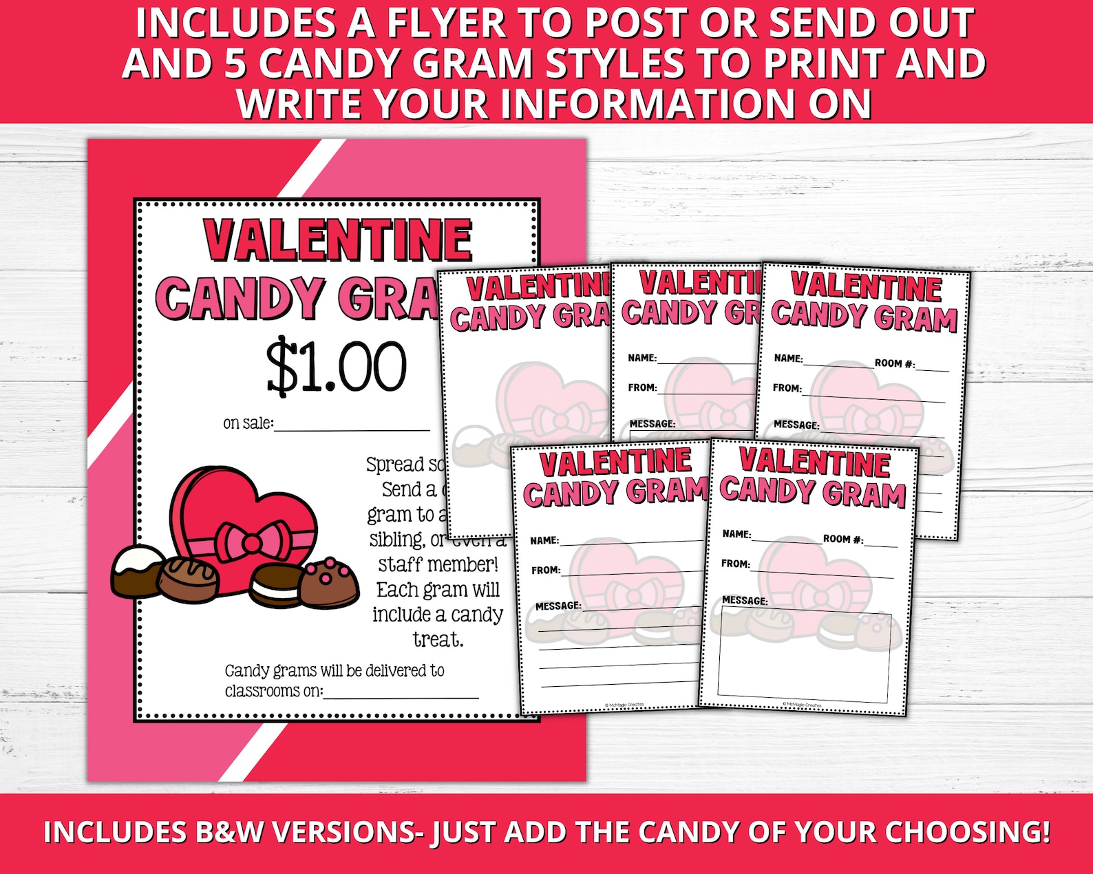 Valentines Day Candy Gram Fundraiser, Candy Gram Template, Candy Gram ...