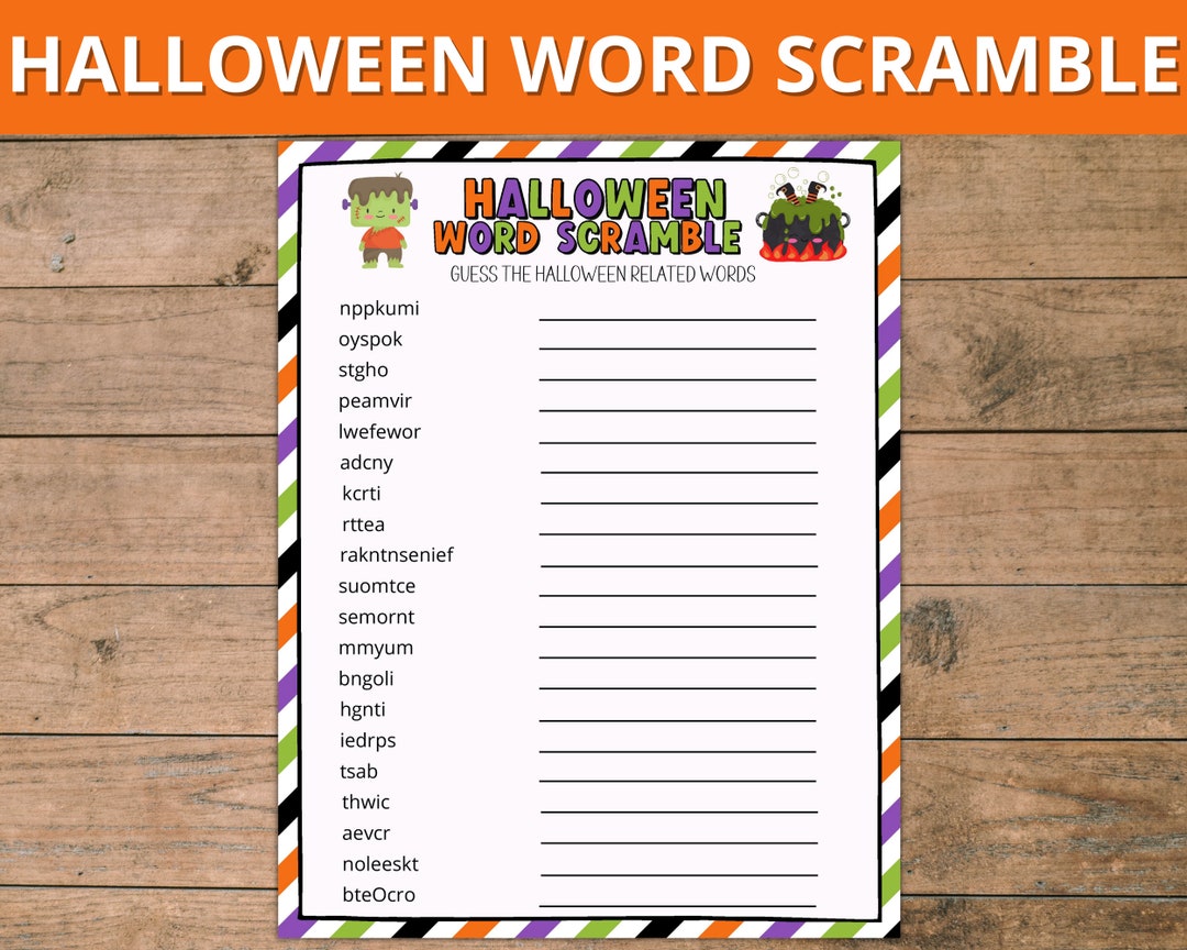Halloween Word Scramble Printable Halloween Activities for - Etsy