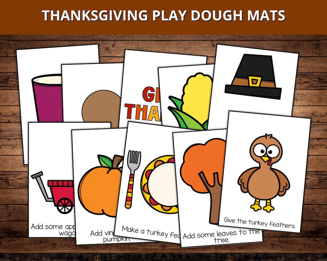 Thanksgiving Play Dough Mats, Printable Play Dough Mats, Thanksgiving ...