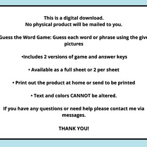 Guess the Word Game Rebus Puzzles and Brain Teasers Rainy - Etsy