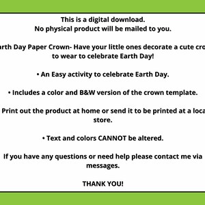Earth Day Paper Crown Activity, Earth Day Hat, Earth Day Activity - Etsy