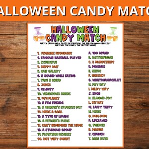 Halloween Candy Match Game Halloween Party Activity for Kids - Etsy