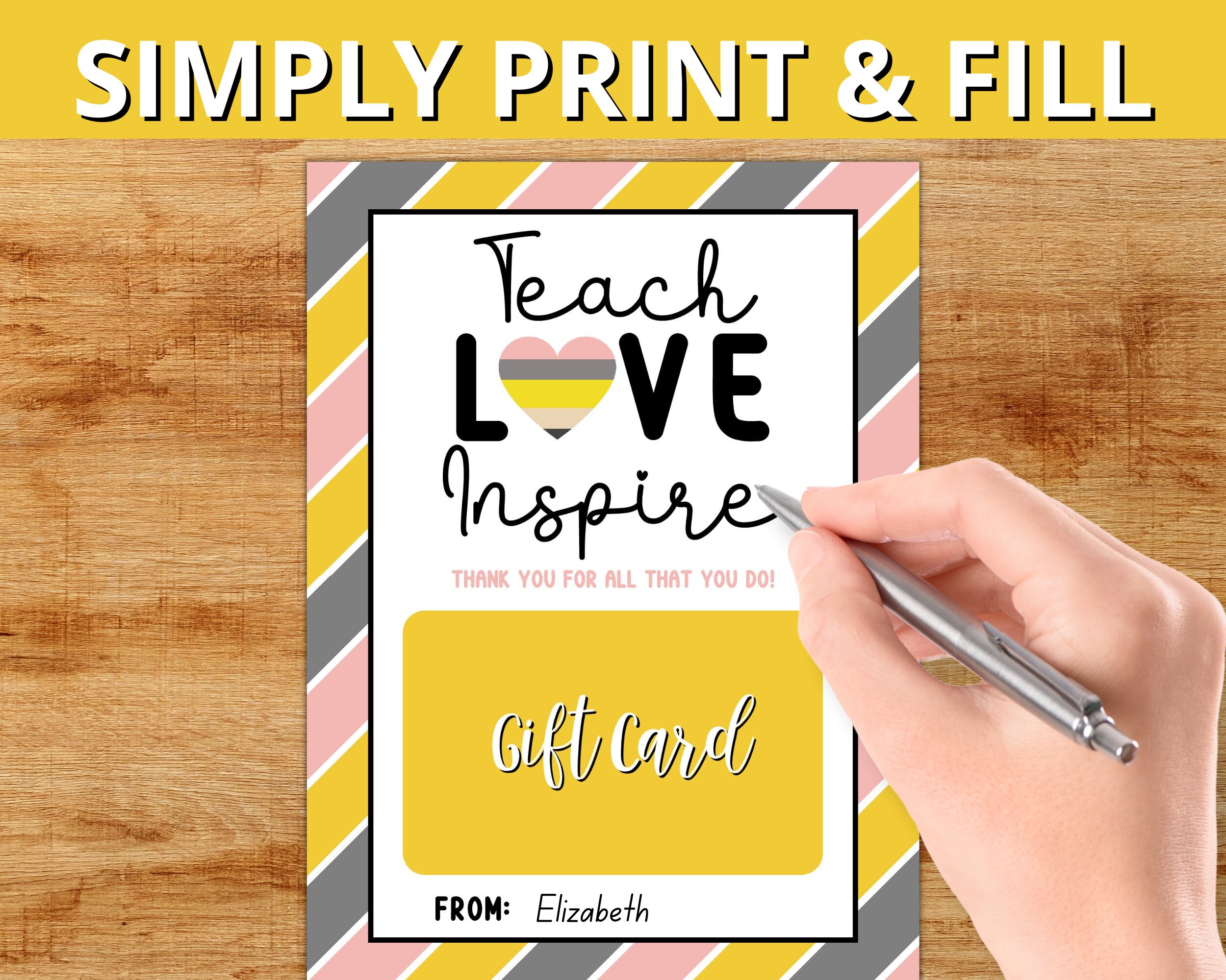 Teacher Appreciation Gift Card Holder, Teacher Assistant Appreciation ...