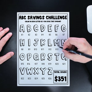 ABC Savings Challenge, Cash Saving Challenge, Saving Printable, Savings ...