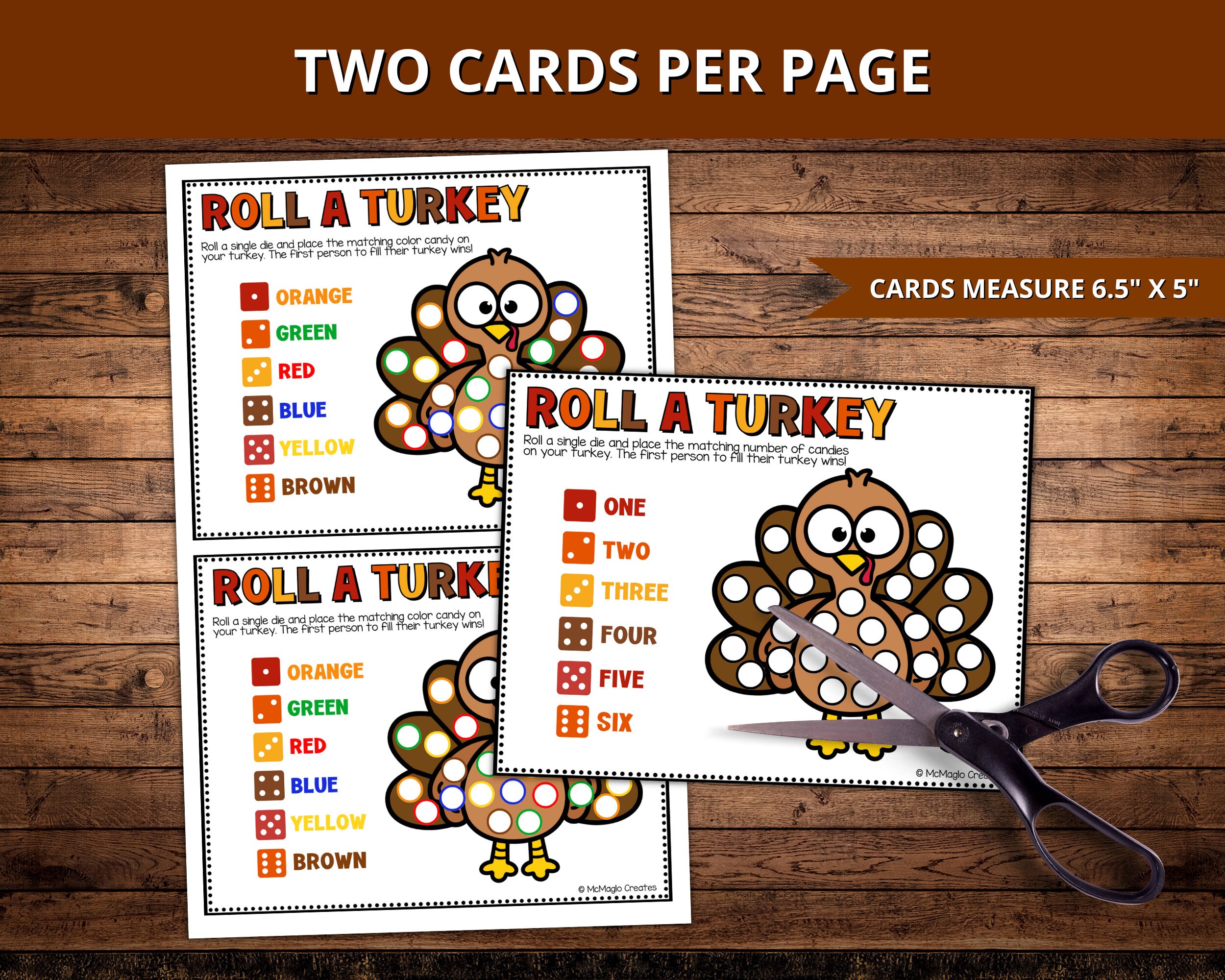 Roll a Turkey Game, Thanksgiving Games for Kids, Kids Table Game ...