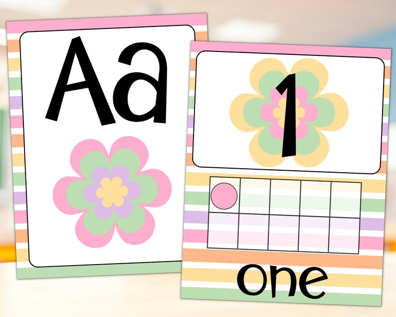 Pastel Rainbow Alphabet and Number Posters Groovy Classroom - Etsy