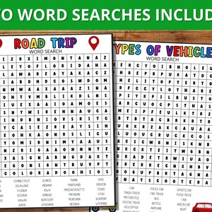 Road Trip Word Search Game, Travel Activities for Kids, Car Ride ...