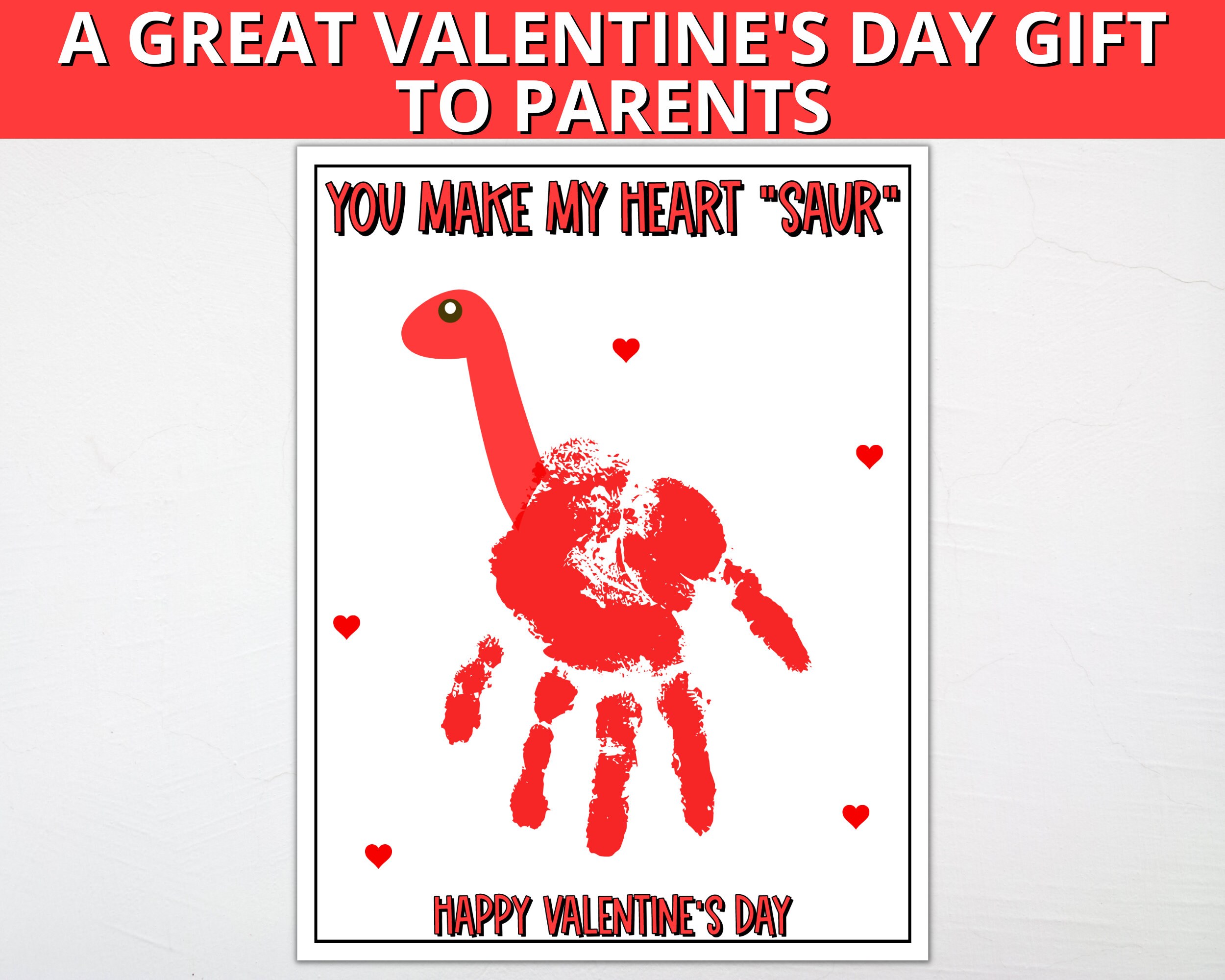 Valentine's Day Handprint Art, Dinosaur Valentine's Day Handprint ...