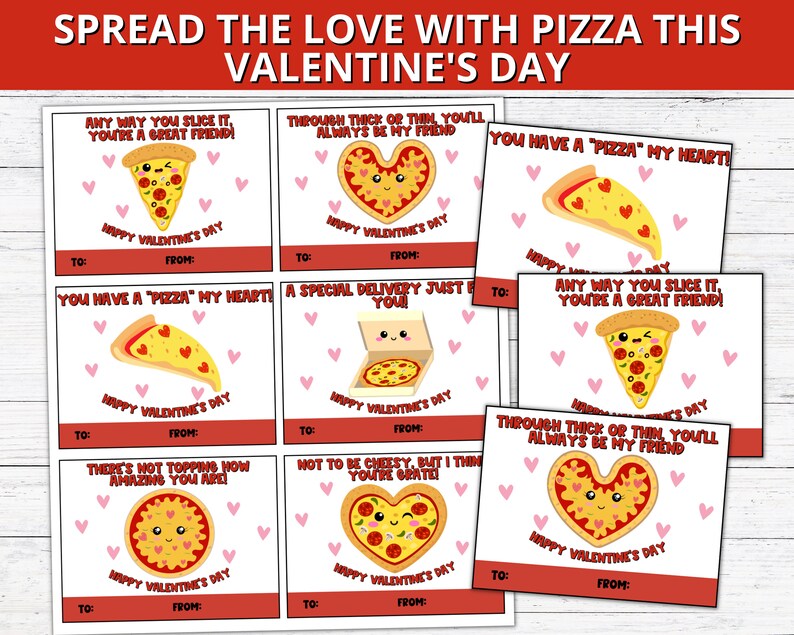 Pizza Valentine Cards, Valentine Classroom Exchange Cards, Valentine's ...
