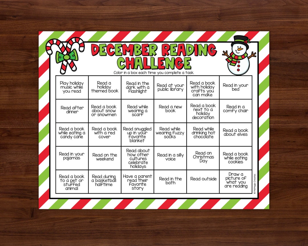December Reading Challenge for Kids, Reading Printable Activities ...