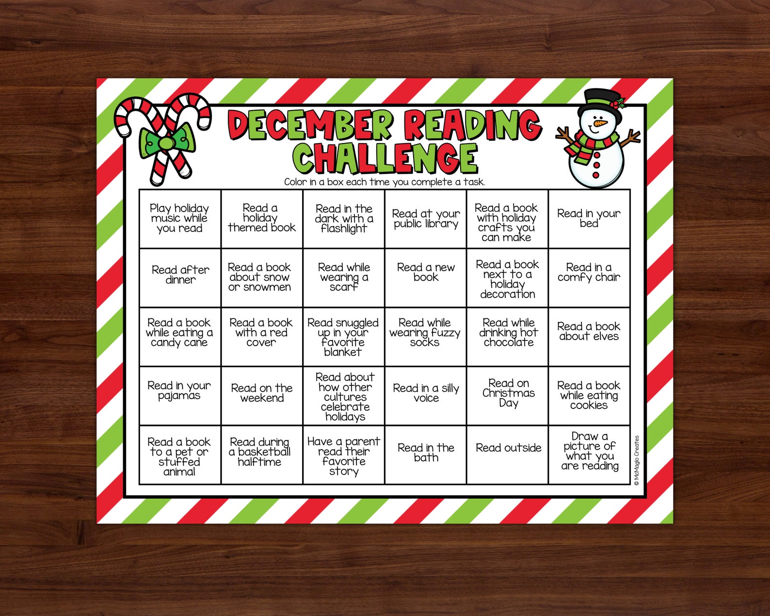 December Reading Challenge for Kids, Reading Printable Activities ...