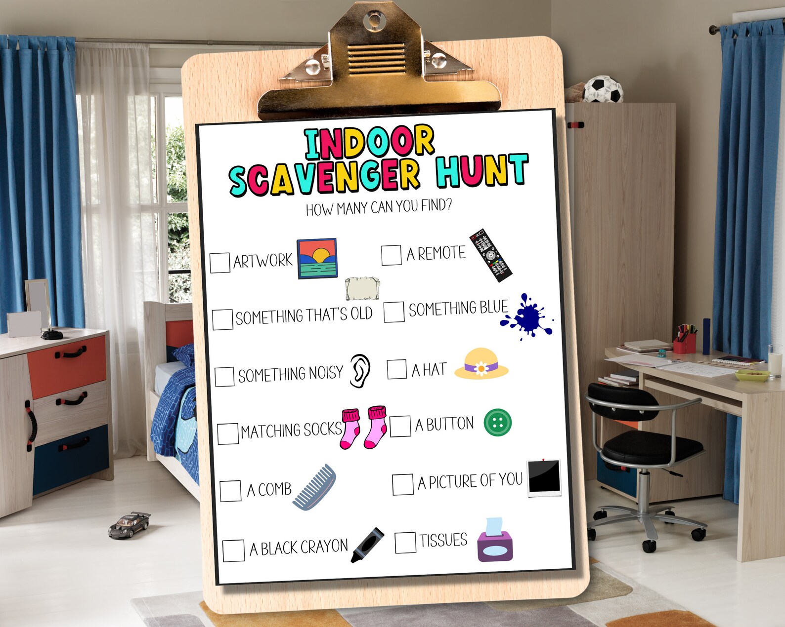 Indoor Scavenger Hunt, Scavenger Hunt Printable for Kids, Rainy Day ...