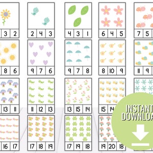 Spring Counting Clip Cards, Spring Math Centers, Preschool Math ...