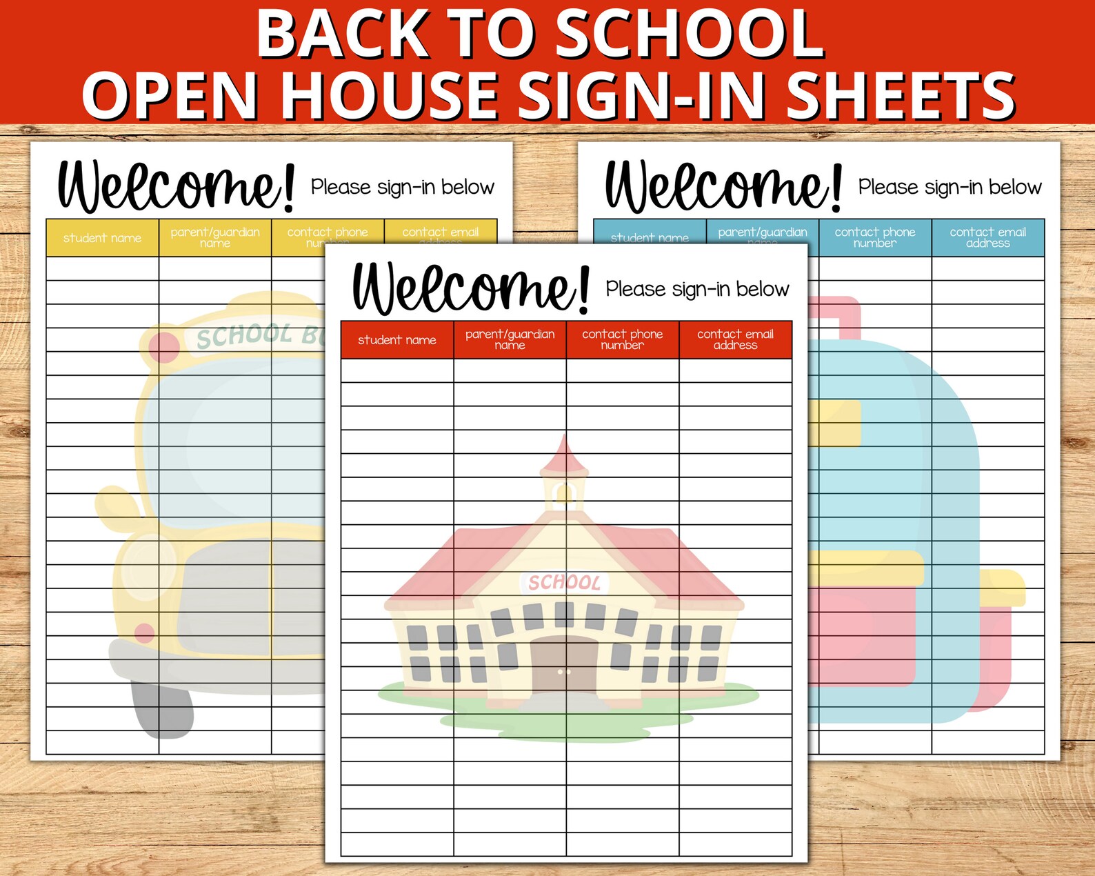 Back to School Open House Sign in Sheet, Classroom Sign in Sheet ...