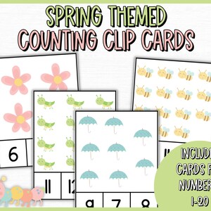 Spring Counting Clip Cards, Spring Math Centers, Preschool Math ...