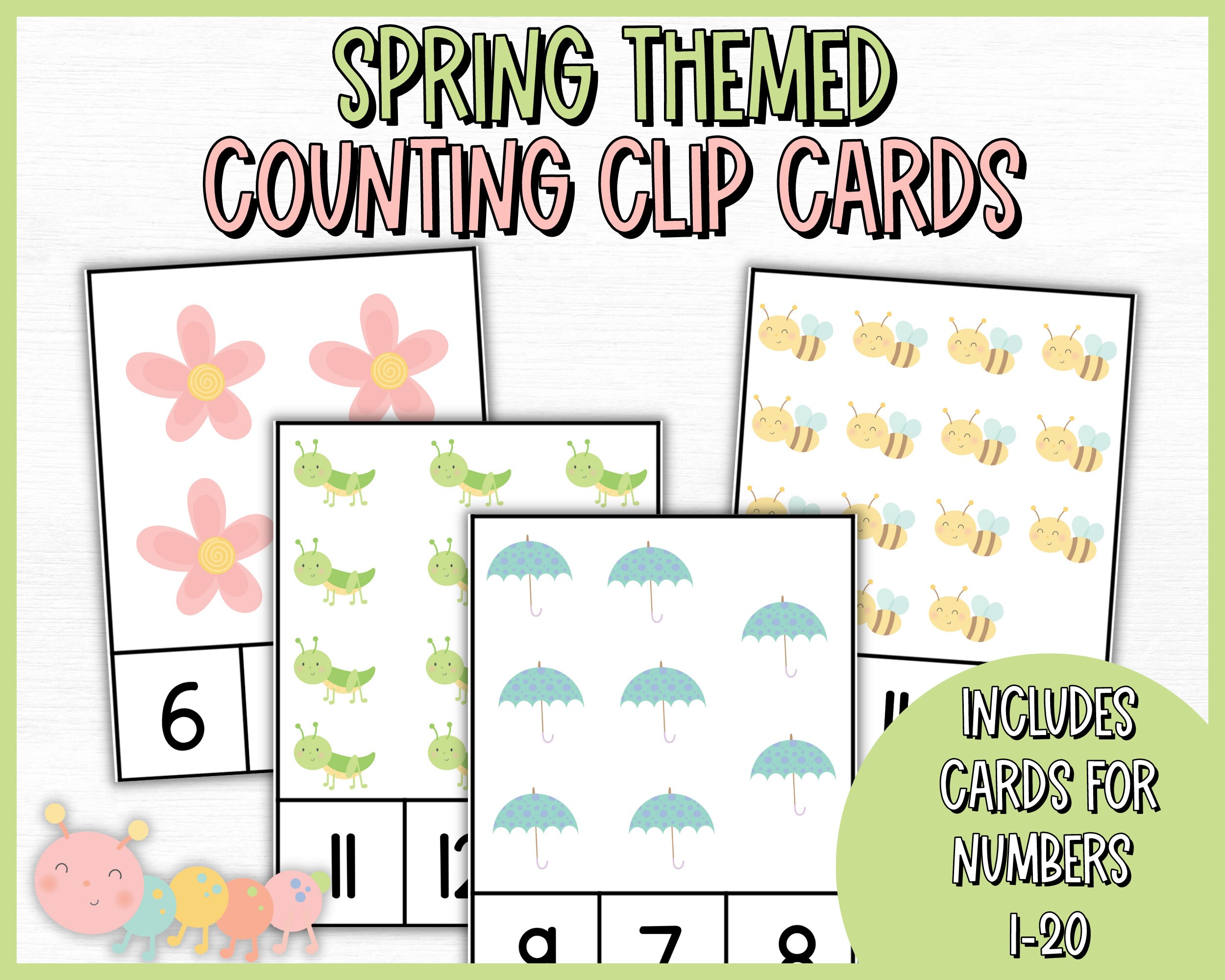Spring Counting Clip Cards, Spring Math Centers, Preschool Math ...