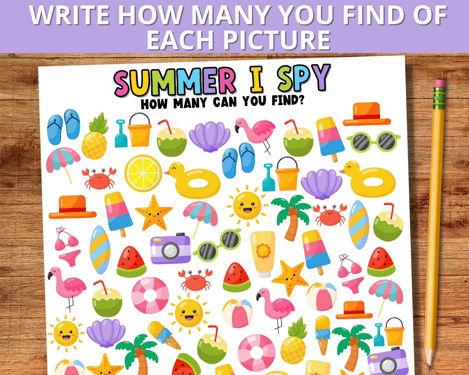 Summer I Spy Activity for Kids, Kids Summer Printable, Summer Themed ...