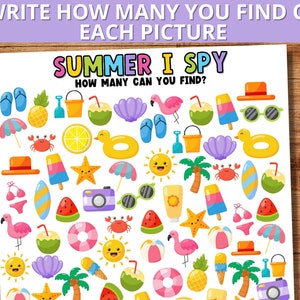 Summer I Spy Activity for Kids Kids Summer Printable Summer - Etsy