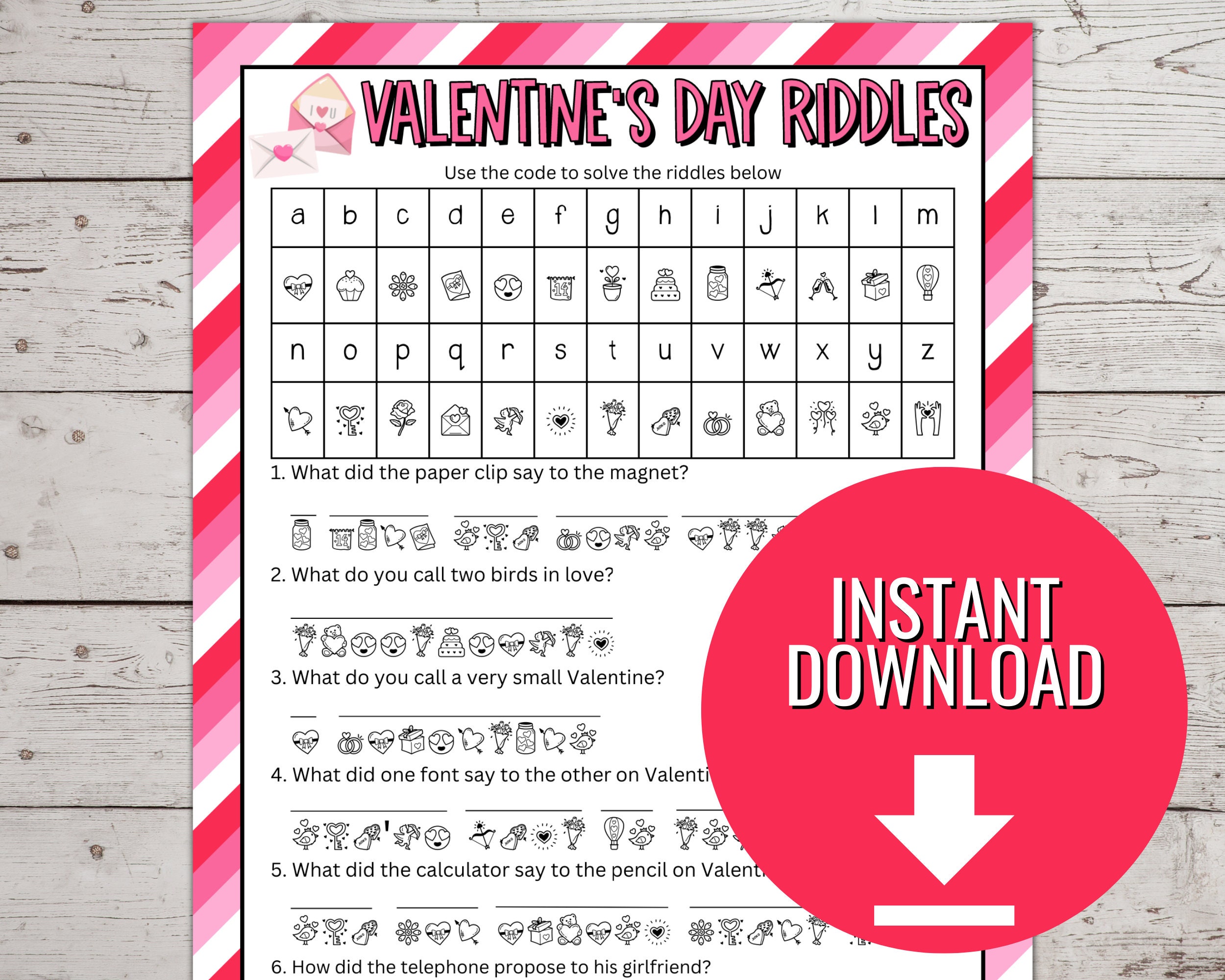 Valentine's Day Riddles Activity for Kids, Printable Valentine Party ...