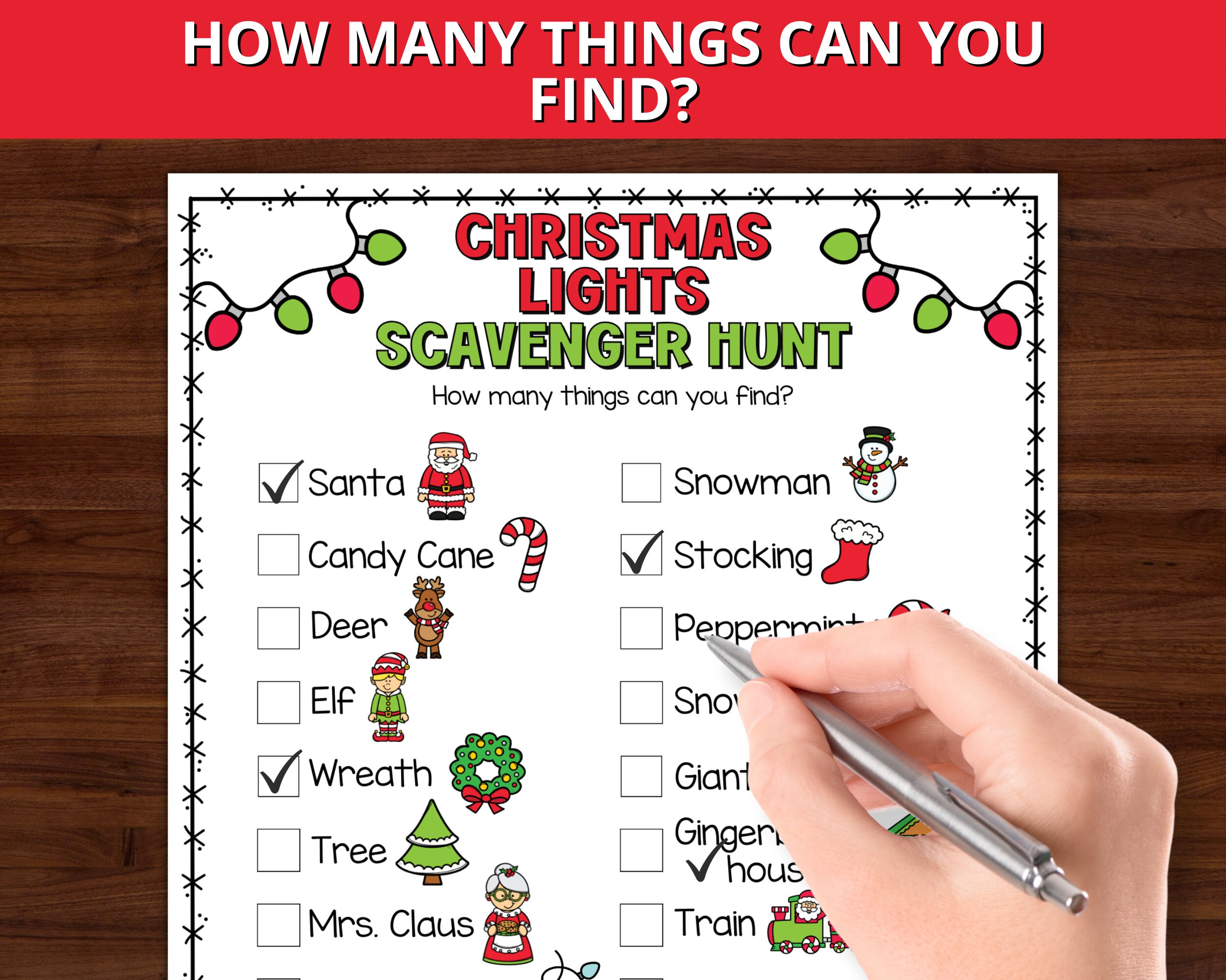 Christmas Decoration Scavenger Hunt Printable, Holiday Lights Game ...