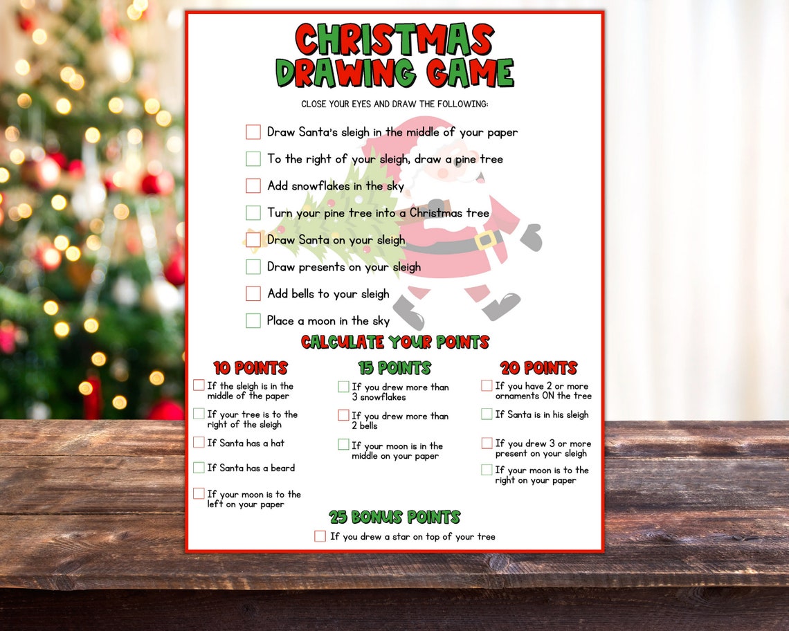 Christmas Drawing Game Office Holiday Party Game Christmas - Etsy