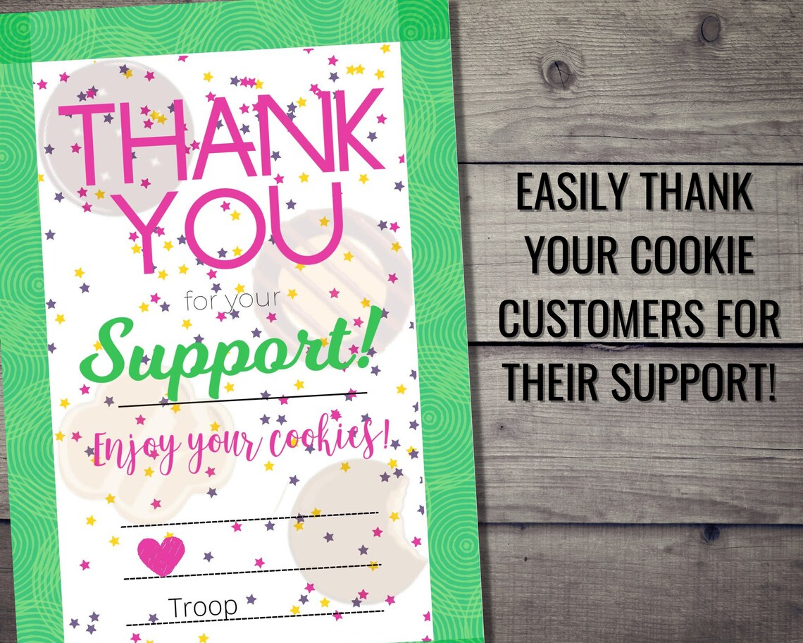 Printable Girl Scout Cookie Thank You Cards 2022 - Etsy