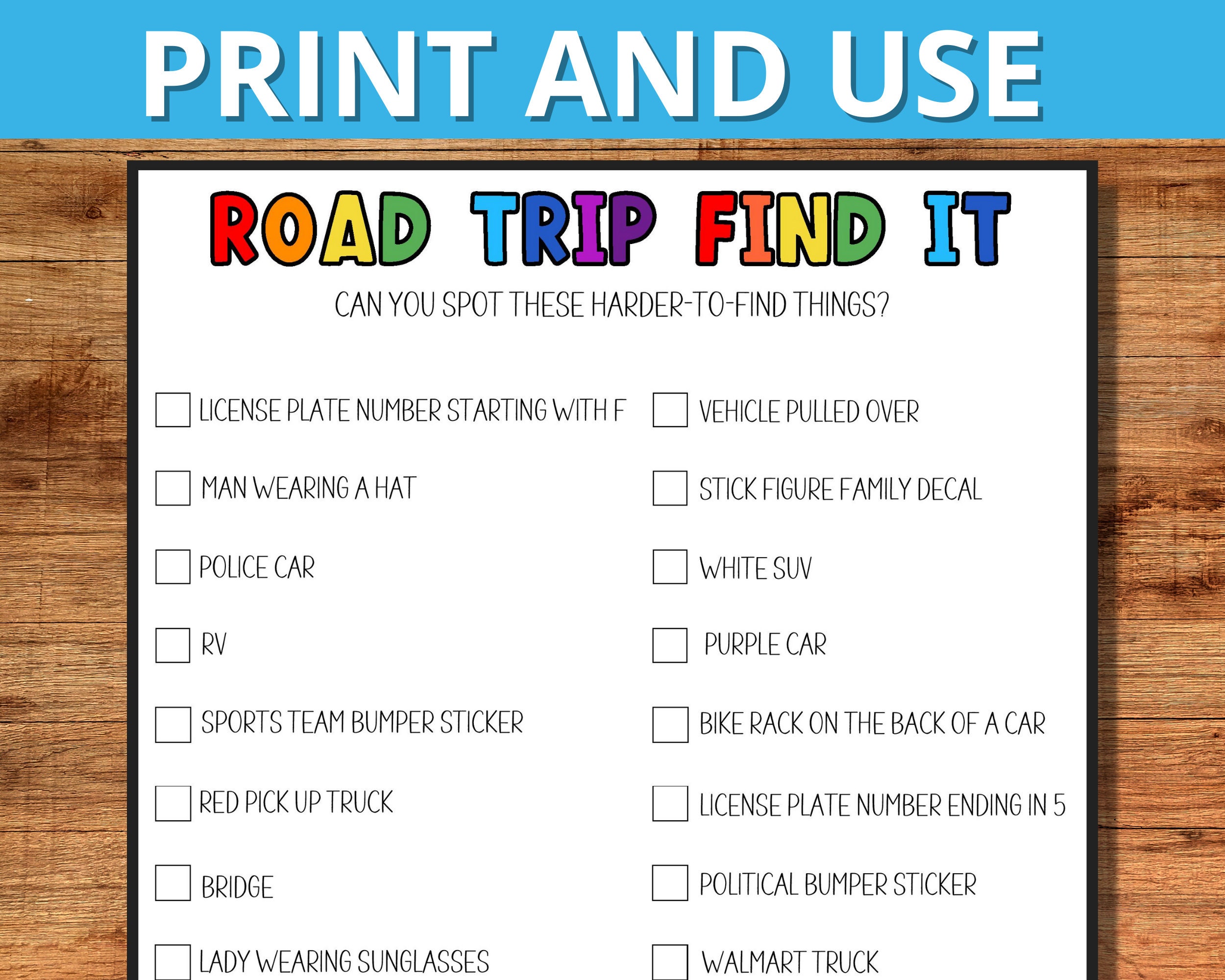 Road Trip Find It Game, Scavenger Hunt Printable for Kids, Car Ride ...