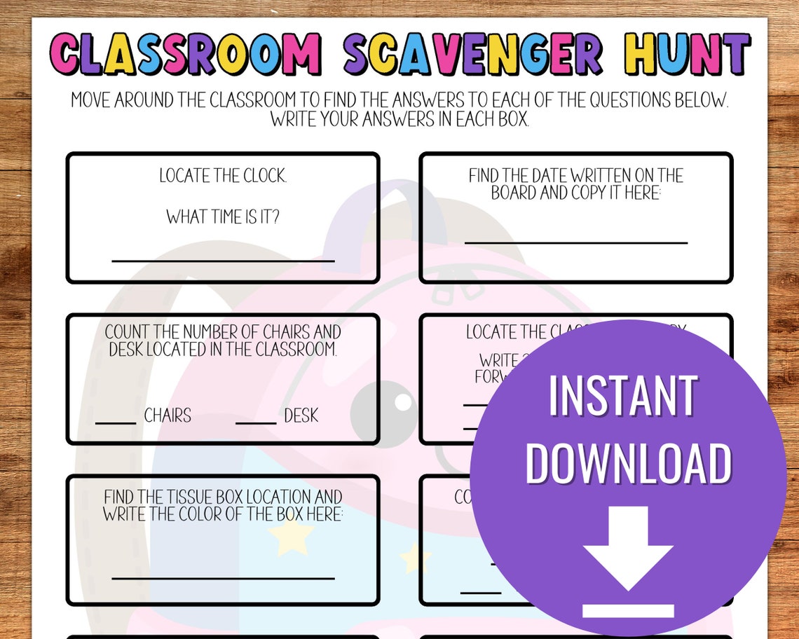 Classroom Scavenger Hunt Back to School Scavenger Hunt - Etsy