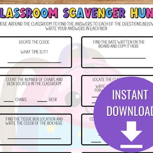 Classroom Scavenger Hunt Back to School Scavenger Hunt - Etsy