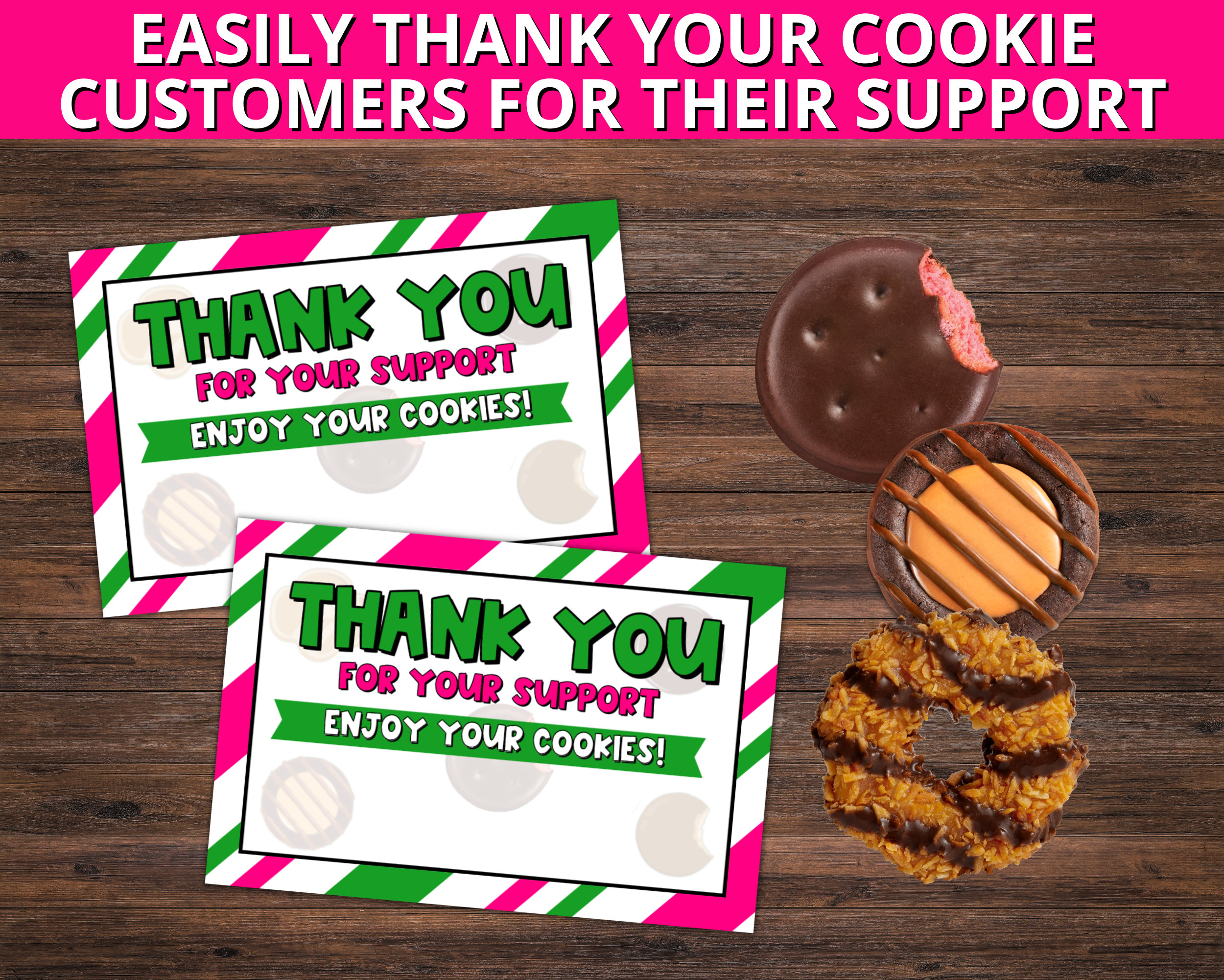 Editable Girl Scout Cookie Thank You Cards, Cookie Thank You Tags ...